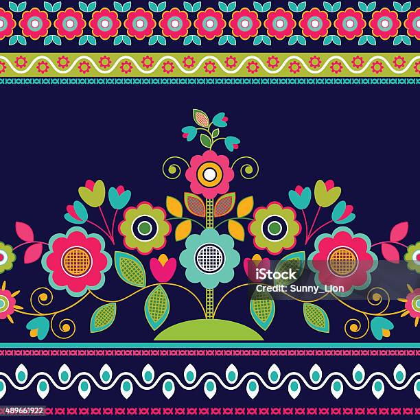 Decorative Seamless Floral Border向量圖形及更多2015年圖片 2015年 印度 式樣 Istock
