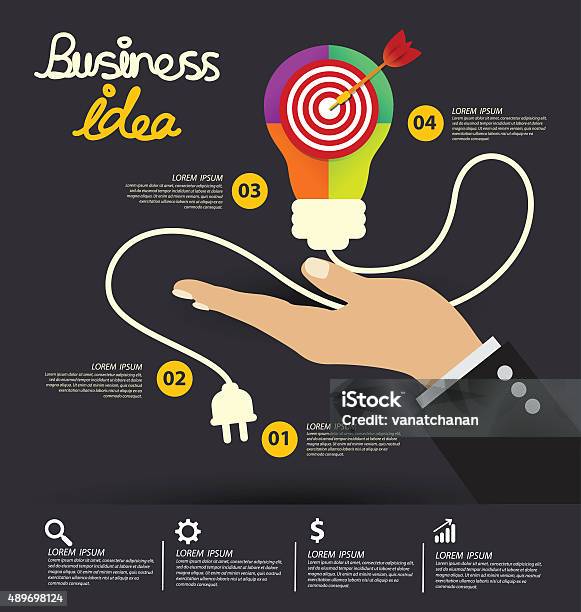 Bola Lampu Dengan Konsep Ide Ilustrasi Vektor Infografis Bisnis