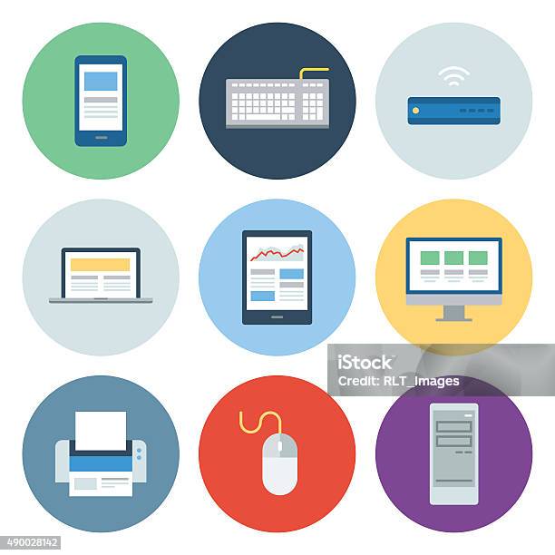 Computer Mobile Device Icons Circle Series向量圖形及更多個人電腦圖片 個人電腦 手提電腦
