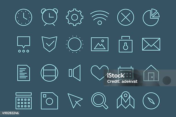 Outline Vector Ui User Interface Technology White Icons Set Bundle向量圖形及