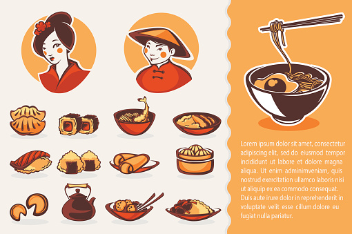 Vector Collection Of Japanese Food Symbols Stok Vektör Sanatı And Yemek