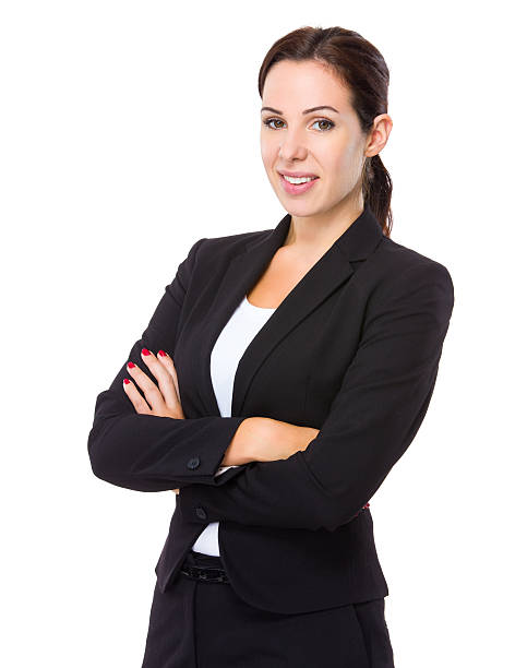 560 Portrait Of Smiling Business Woman With Folded Hands Isolated On