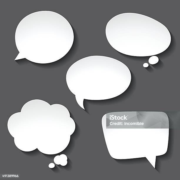 Abstract White Paper Speech Bubbles On Gray Background向量圖形及更多仔細考慮圖片