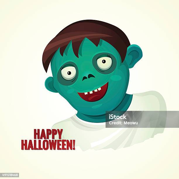 Zombie Vert Mignon Souriant Homme Illustration Vectorielle Vecteurs