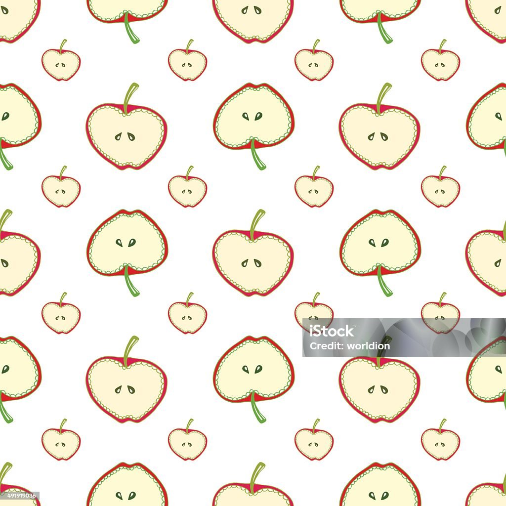 Apples Seamless Pattern Simple Vector Background With Fruit Stock