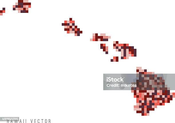 Pixel Art Hawaii Outline向量圖形及更多國家 地域圖片 國家 地域 地圖 夏威夷群島 Istock