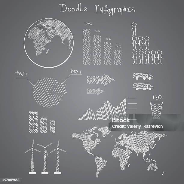 Doodle Infographics Elements Isolated Vector Illustration Stock