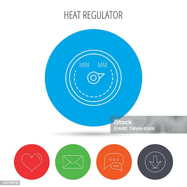Heat Regulator Icon Radiator Thermometer Sign Stock Illustration