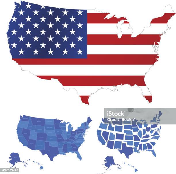Usa Map Collection向量圖形及更多世界地圖圖片 世界地圖 剪裁圖 北美 Istock