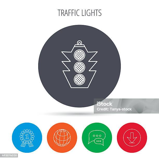 Ikon Lampu Lalu Lintas Arah Keamanan Mengatur Ilustrasi Stok Unduh