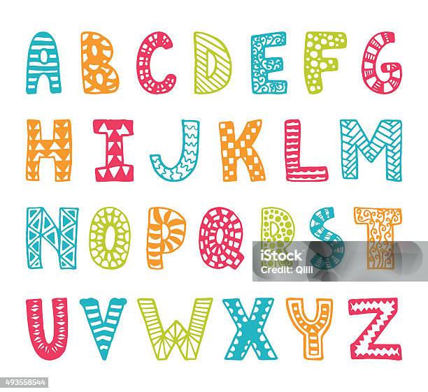 Hand Drawn Vector Alphabet Stock Illustration - Download Image Now