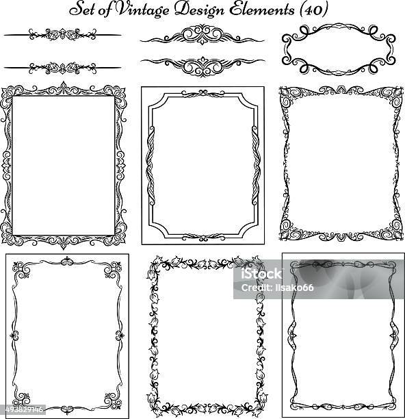 Set Of Vintage Frames And Borders向量圖形及更多2015年圖片 2015年 圖畫 藝術品 室內裝潢