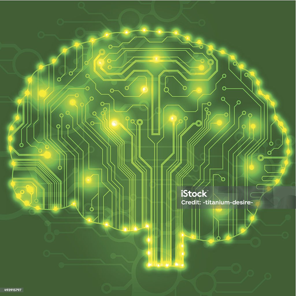 Circuit Board Computer Brain Vector Illustration Stock Illustration