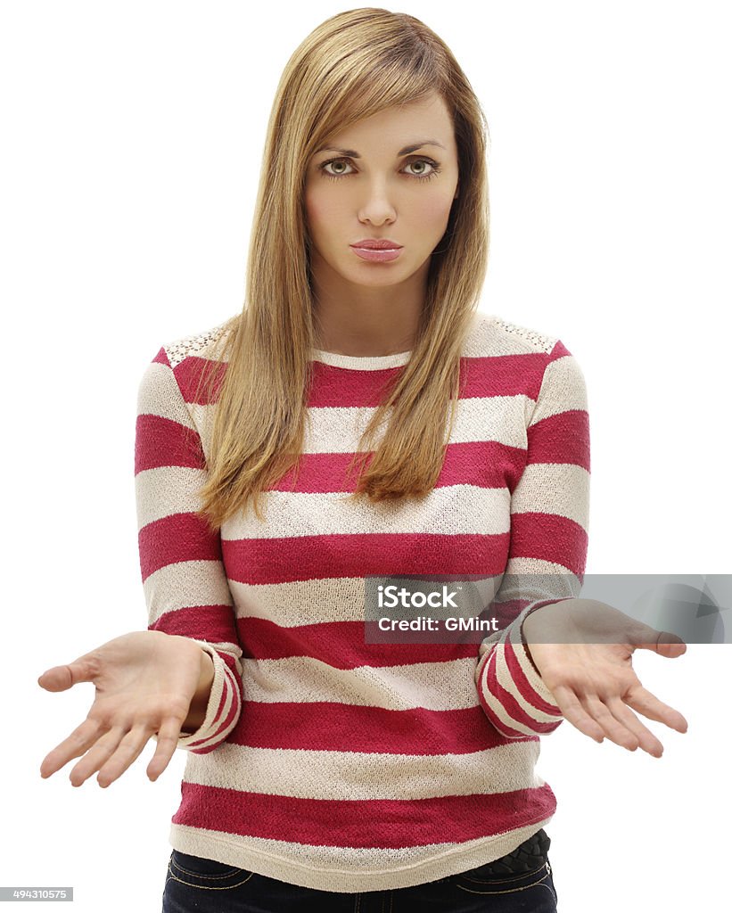 Portrait Of Confused Young Woman Complaining And Shruggingwhite ... Portrait Of Confused Young Woman Complaining And Shruggingwhite ...