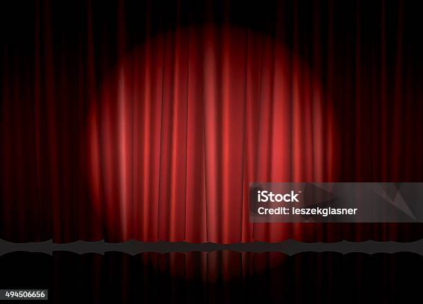 Theater Stage With Red Curtain And Spot Light向量圖形及更多2015年圖片 2015年 事件