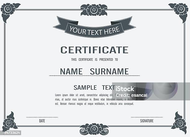 Vector Certificate Template向量圖形及更多2015年圖片 2015年 優惠券 凸版效果 Istock