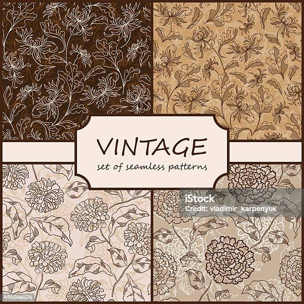 Seamless Vintage Floral Background Collection Vector Background Stock