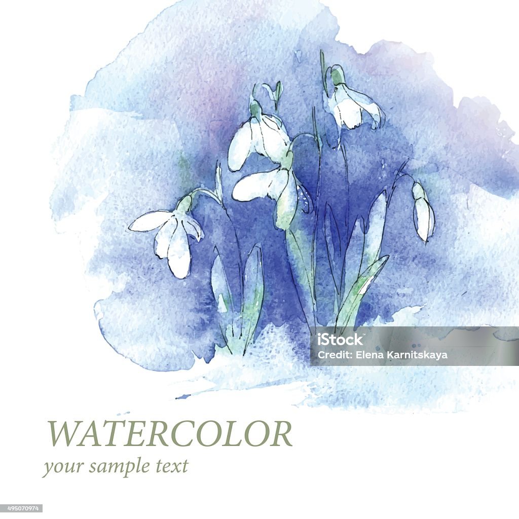 First Spring 꽃 Snowdrops In 강설 갈란투스에 대한 스톡 벡터 아트 및 기타 이미지 갈란투스 수채화