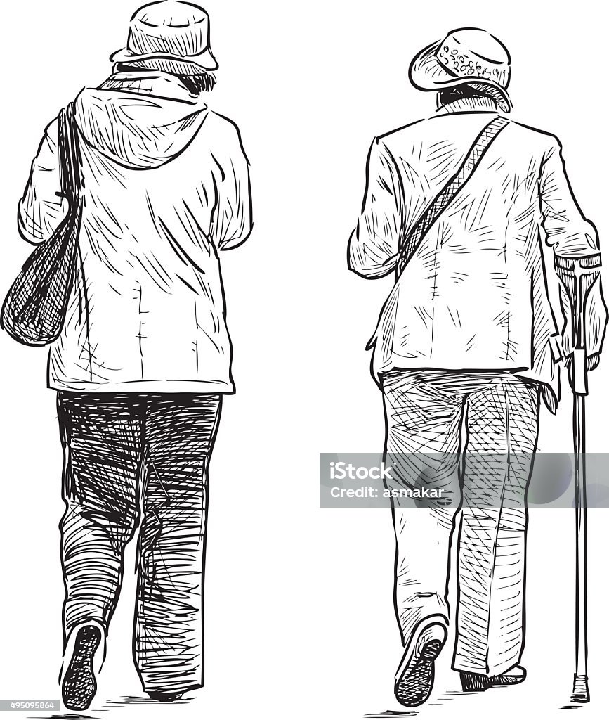 Elderly Women On A Stroll Stock Illustration Download Image Now