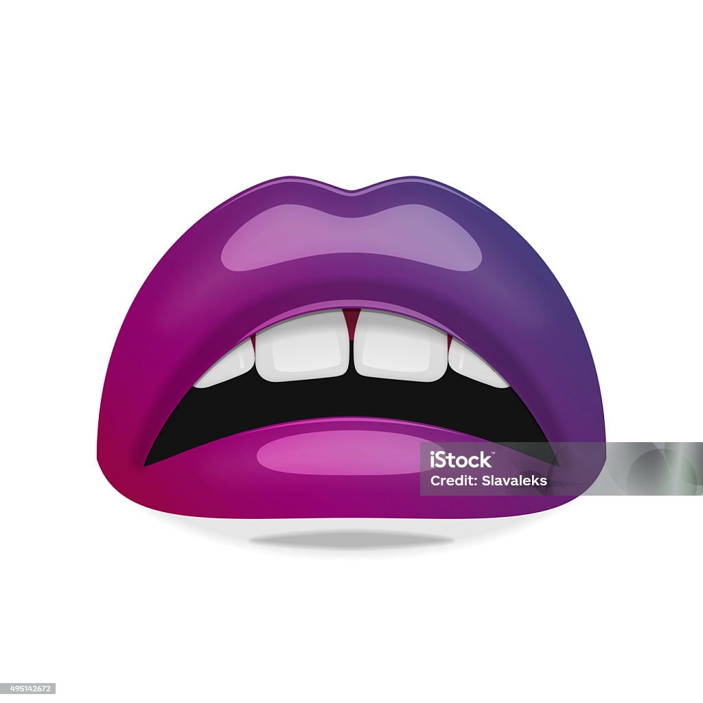 Realistic Female Mouth With Glossy Lips Stock Illustration Download Image Now 2015 Adult