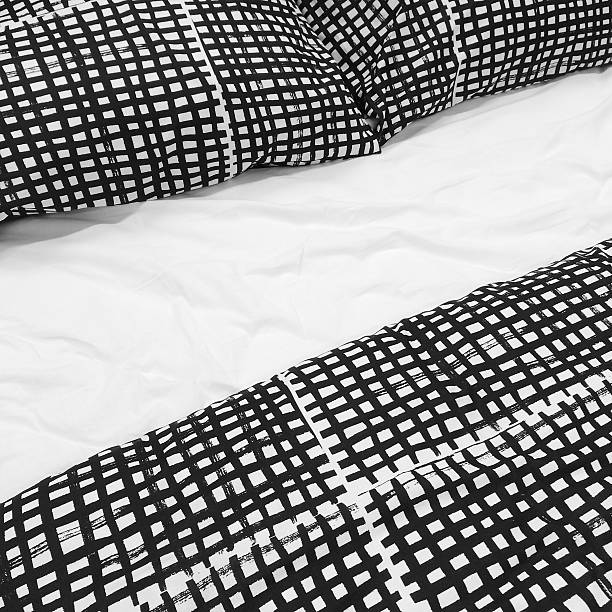 Free Stock Photo of Bed With Black and White Checkered Comforter ...