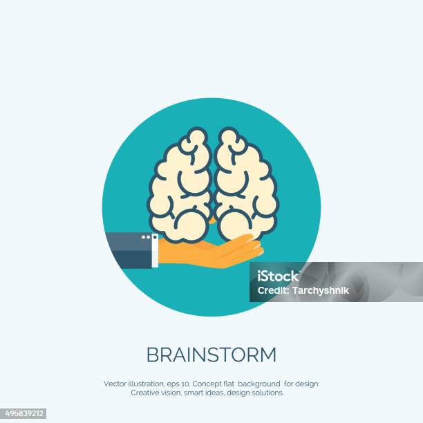 Ilustrasi Vektor Latar Belakang Datar Dengan Tangan Dan Otak ... Ilustrasi Vektor Latar Belakang Datar Dengan Tangan Dan Otak ...