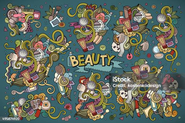 Vecteur Coloré Dessinés À La Main Doodle Dessin Animé Ensemble Dobjets