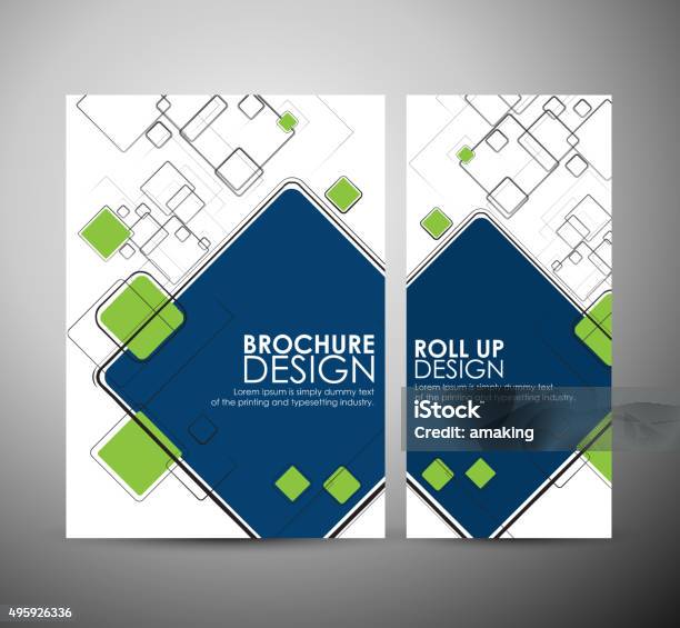 Pola Kotak Abstrak Templat Desain Bisnis Brosur Atau Roll Up Ilustrasi