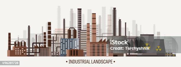 Vector Illustration Urbanization Industrial Revolution Pipe Air