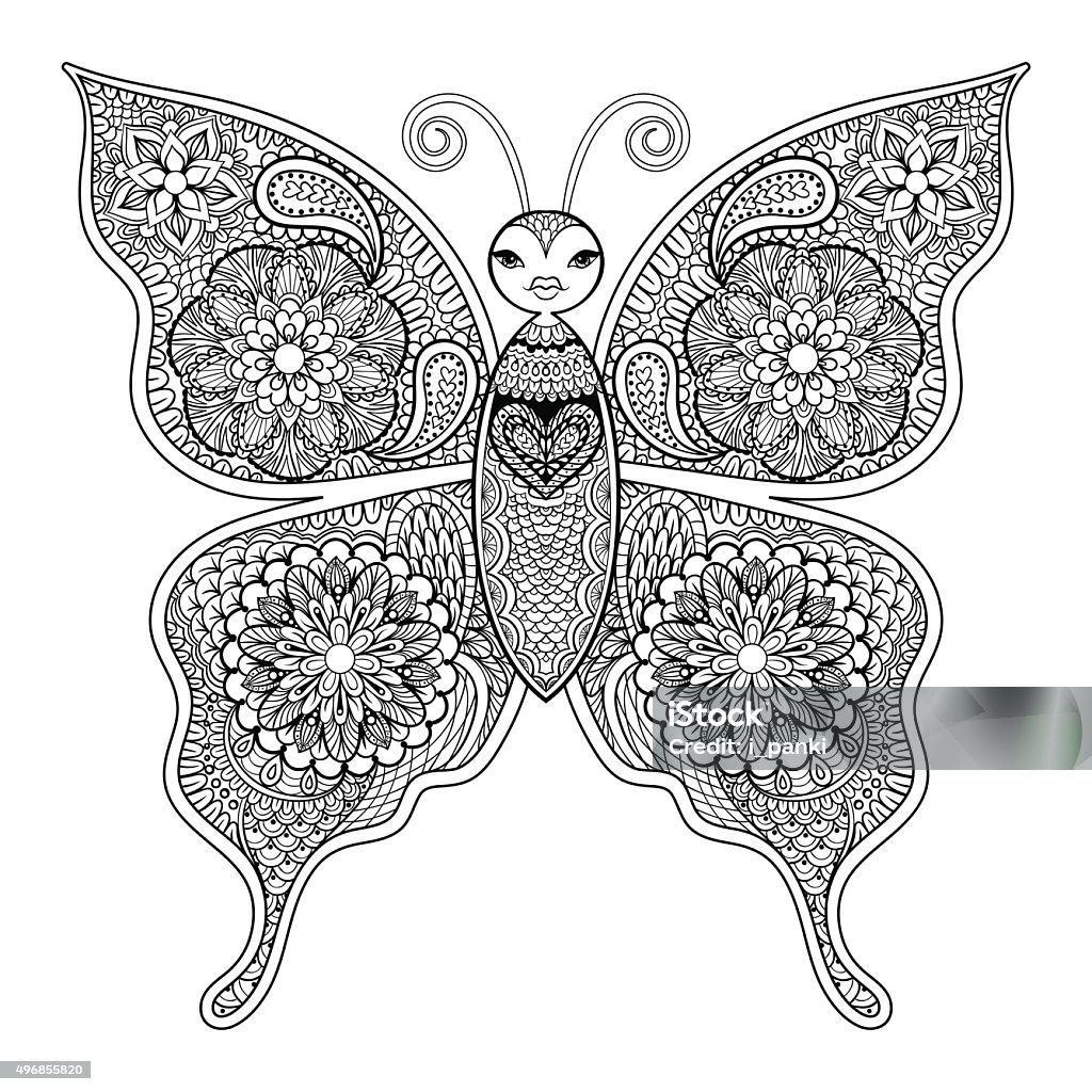 Vecteur Papillons Zentangle Pour Adulte Antistress Des Pages À Colorier