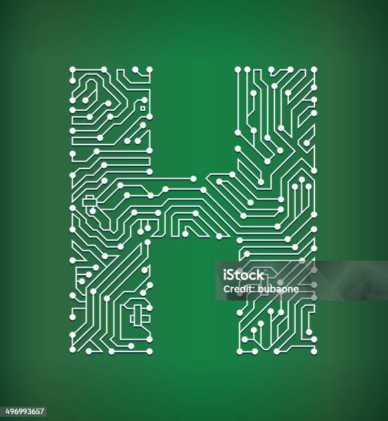 Letter H Circuit Board Royalty Free Vector Art Background向量圖形及更多字母h圖片