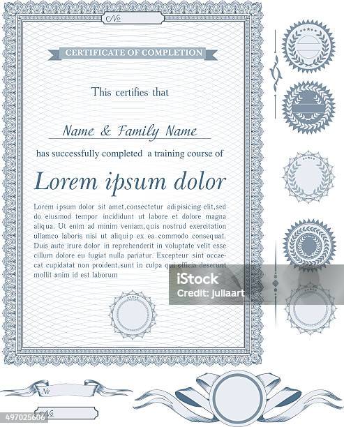 Blue Vertical Certificate Template With Additional Design Elements向量圖形及