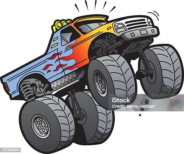 Monster Truck Jumping向量圖形及更多拉圖片 拉 拖拉機 運動 Istock