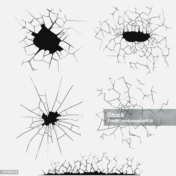 Cracks Set Broken Glass Vector向量圖形及更多碎玻璃圖片 碎玻璃 破爛的 矢量圖 Istock