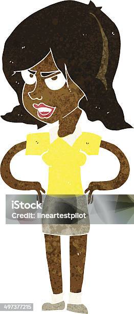 Cartoon Annoyed Woman With Hands On Hips Stock Illustration Download Image Now Adult
