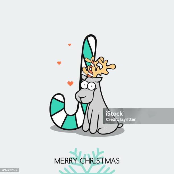 Kartu Ucapan Doodle Natal Dengan Rusa Kepingan Salju Dan Bintangbintang
