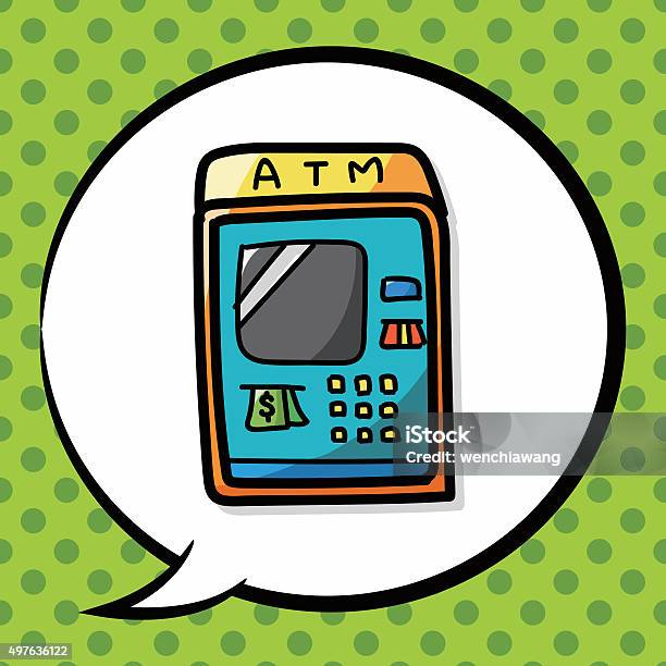 Atm 백색과 낙서 말풍선을 2015년에 대한 스톡 벡터 아트 및 기타 이미지 2015년 그리기 기계류 Istock