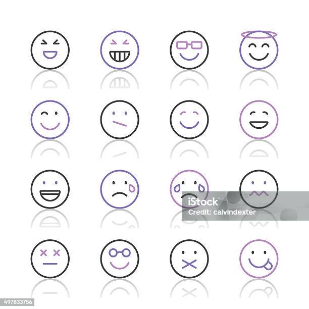 Emoji Icons Set 3 Purple Line Series向量圖形及更多光環 象征圖片 光環 象征 圖示