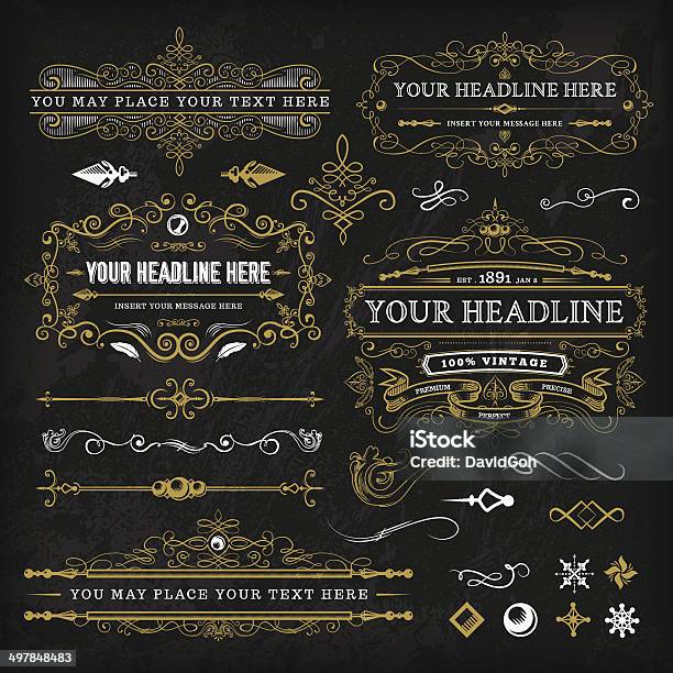 Calligraphic Vintage Elements Set向量圖形及更多華麗的圖片 華麗的 裝飾 復古風格 Istock