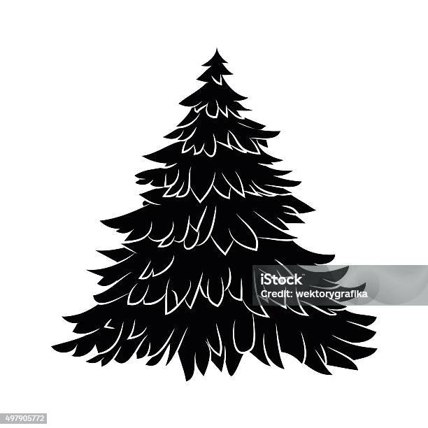Silhouette Darbre De Noël Dessin Animé Pour Carte Icône Et Le Symbole
