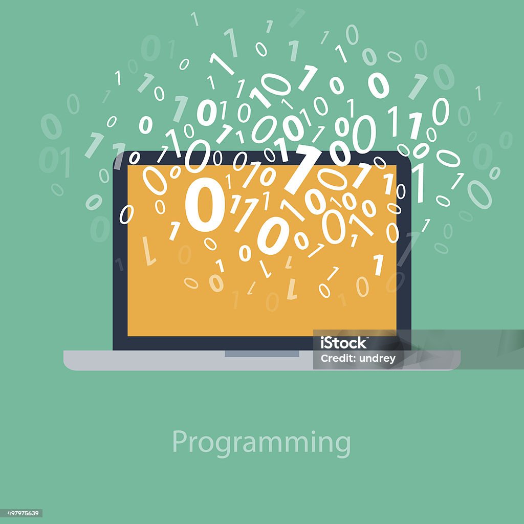 User Programming Coding Binary Code On Notebook Icon For Web Stock Illustration Download Image