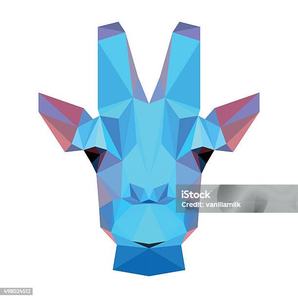 Abstrak Poligonal Segitiga Geometris Biru Jerapah Potret Terisolasi