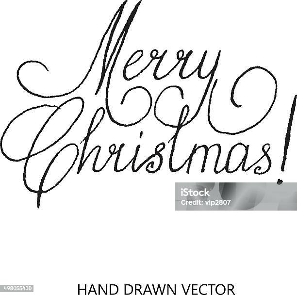 Merry Christmas Lettering Set Hand Drawn Vector Stock Illustration