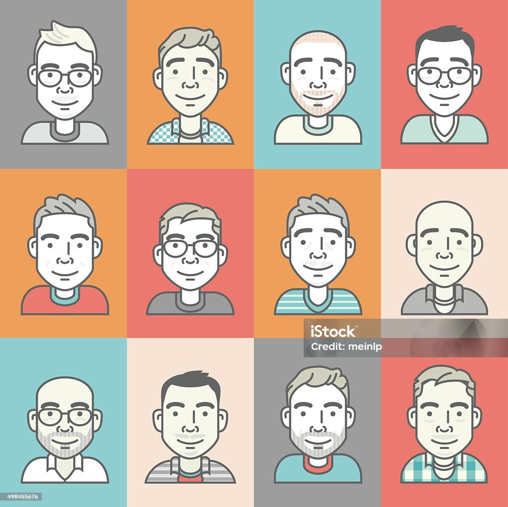Set Of Cartoonstyle Vector Hipster Characters Stock Illustration Download Image Now 2015