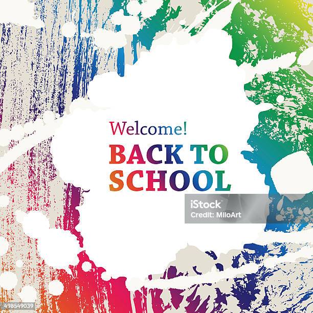 Welcome Back To School On Blots Background向量圖形及更多塗鴉圖片 塗鴉 重返校園 創作性