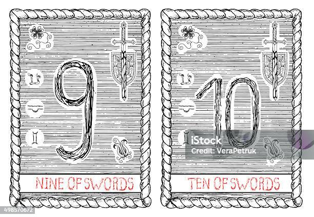 9 및 10 Swords 이 타로 카드 검에 대한 스톡 벡터 아트 및 기타 이미지 검 타로 카드 10 Istock