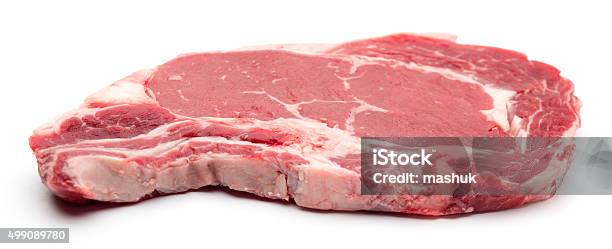 Mata Rusuk Pada Tulang Daging Sapi Steak Mentah Di Atas Putih Foto Stok