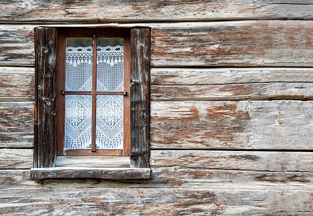 Free Stock Photo of Rustic wooden window on traditional log cabin ...