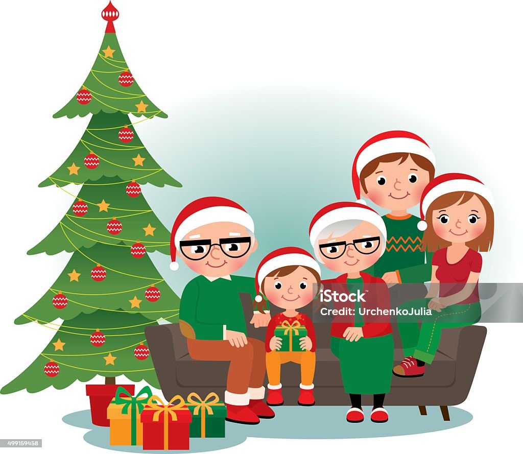 Potret Keluarga Natal Ilustrasi Stok Unduh Gambar Sekarang Besar