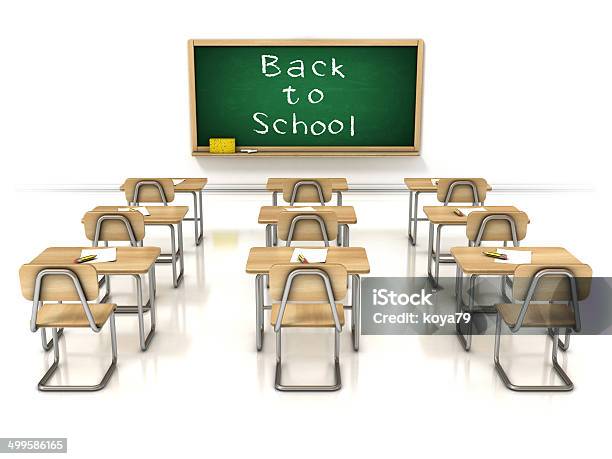 Back To School 3d 일러스트강의실형 흰색 배경의 교실에 대한 스톡 사진 및 기타 이미지 교실 의자 컷아웃